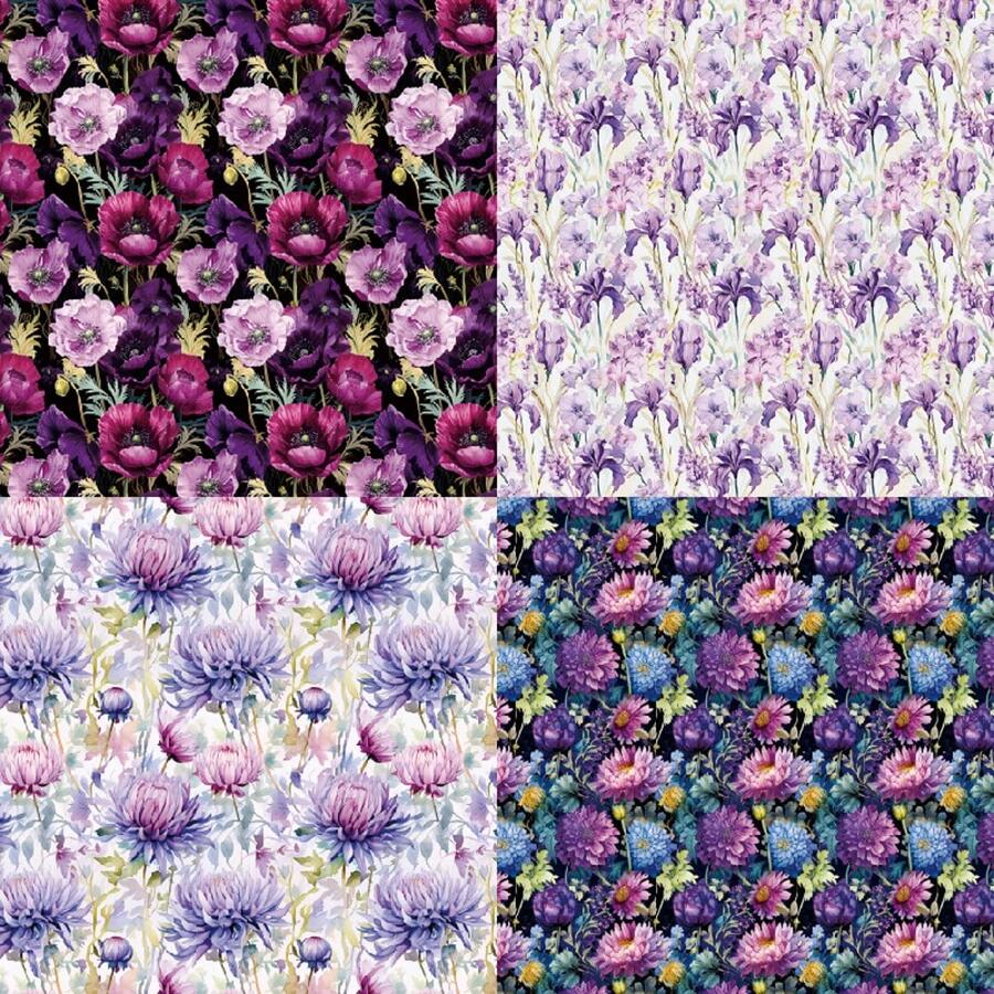 24 Sheets 6"X6" Vintage Purple Flower Scrapbook Paper Scrapbooking ...