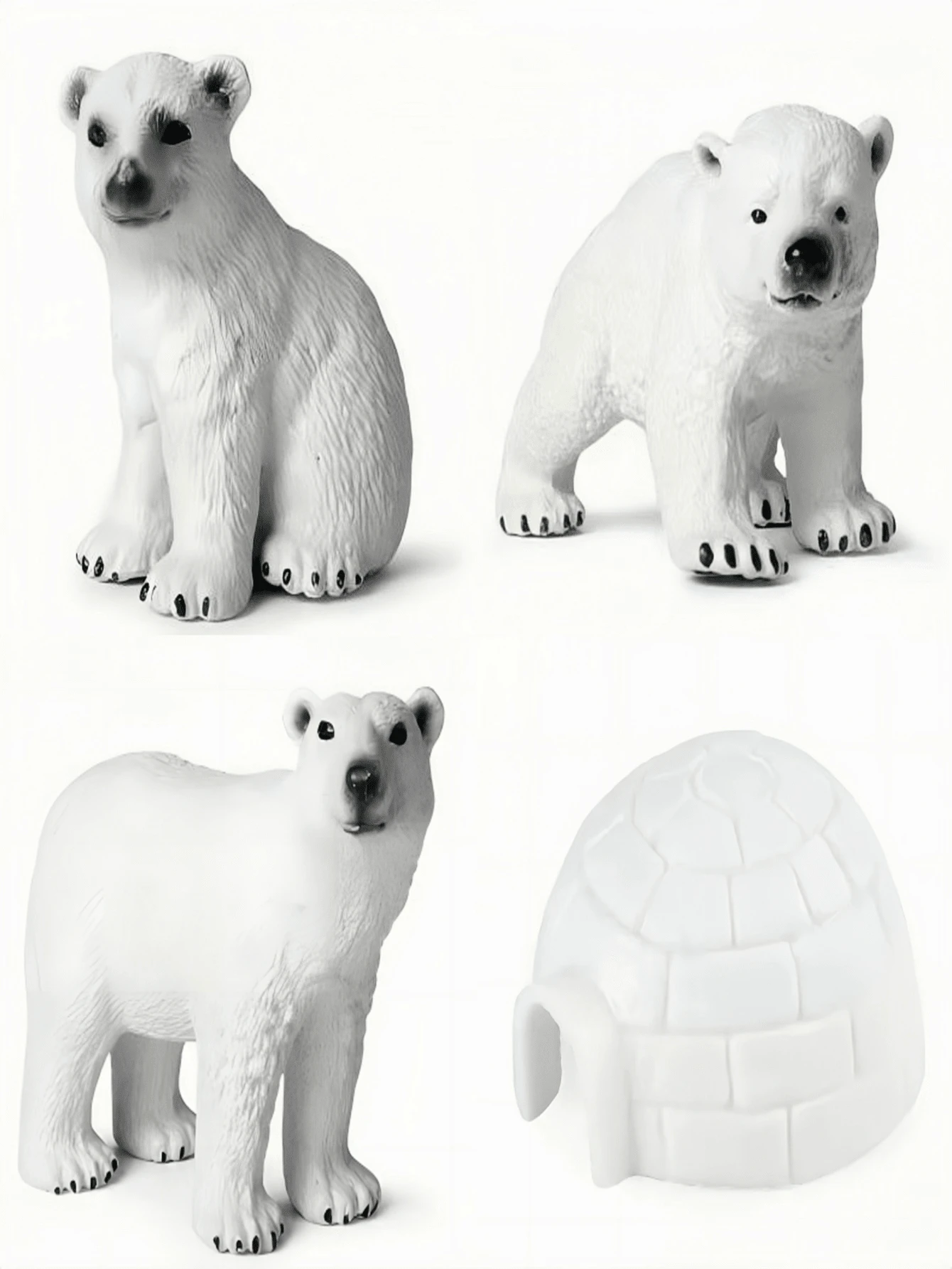 Set del modelo de simulación de animales árticos - zorro rojo, oso polar, pingüino, colección de ...
