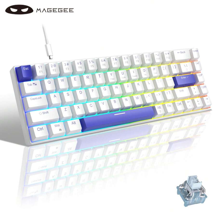 MageGee -Box 60% Mechanical Gaming Keyboard With Customized Blue Whale ...