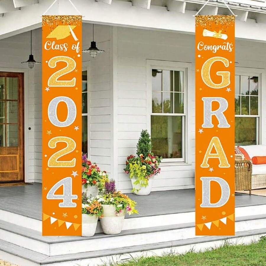 Graduation Decorations 2024 GRAD Banner Black Graduation Party ...
