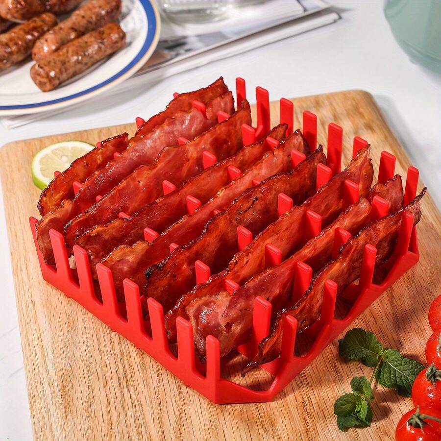 1pc, Square Silicone Air Fryer Grill, Hot Dog Rack, Bacon Rack, High ...