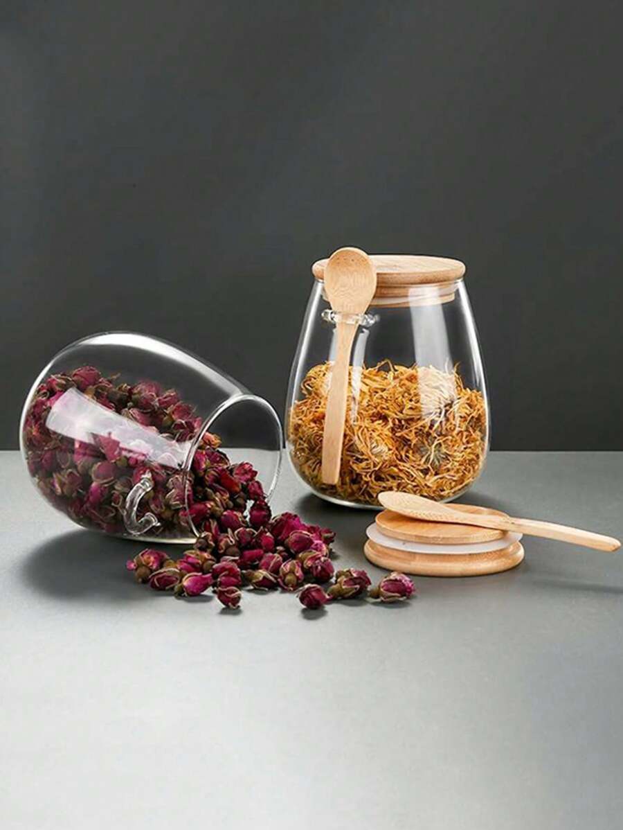 1pc High Capacity Transparent Glass Food Snacks Storage Container Seal ...