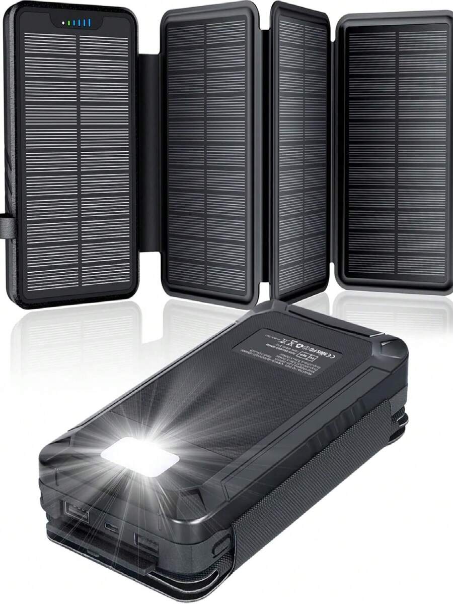 Soluser Solar Power Bank 26.800mAh, carregador solar com 4 painéis ...