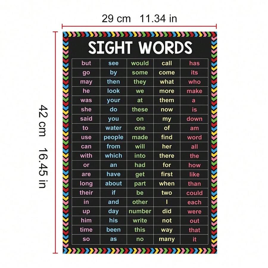2 Pcs Sight Words & Word Families Poster - 29*42cm Big Posters ...