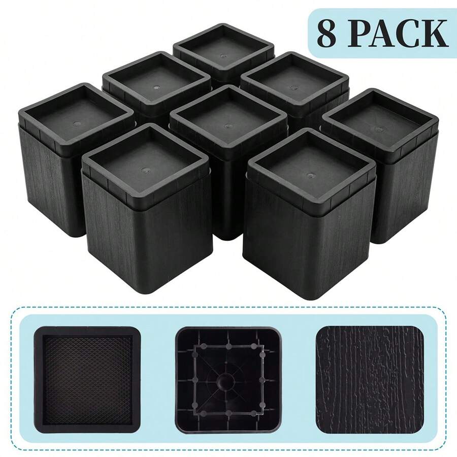 8 Pack 4 Inch Bed Risers Heavy Duty Stackable Furniture Risers Bed ...