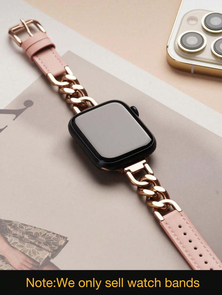 Genuine Leather Link-Style Apple Watch Band Compatible With Apple Watch ...