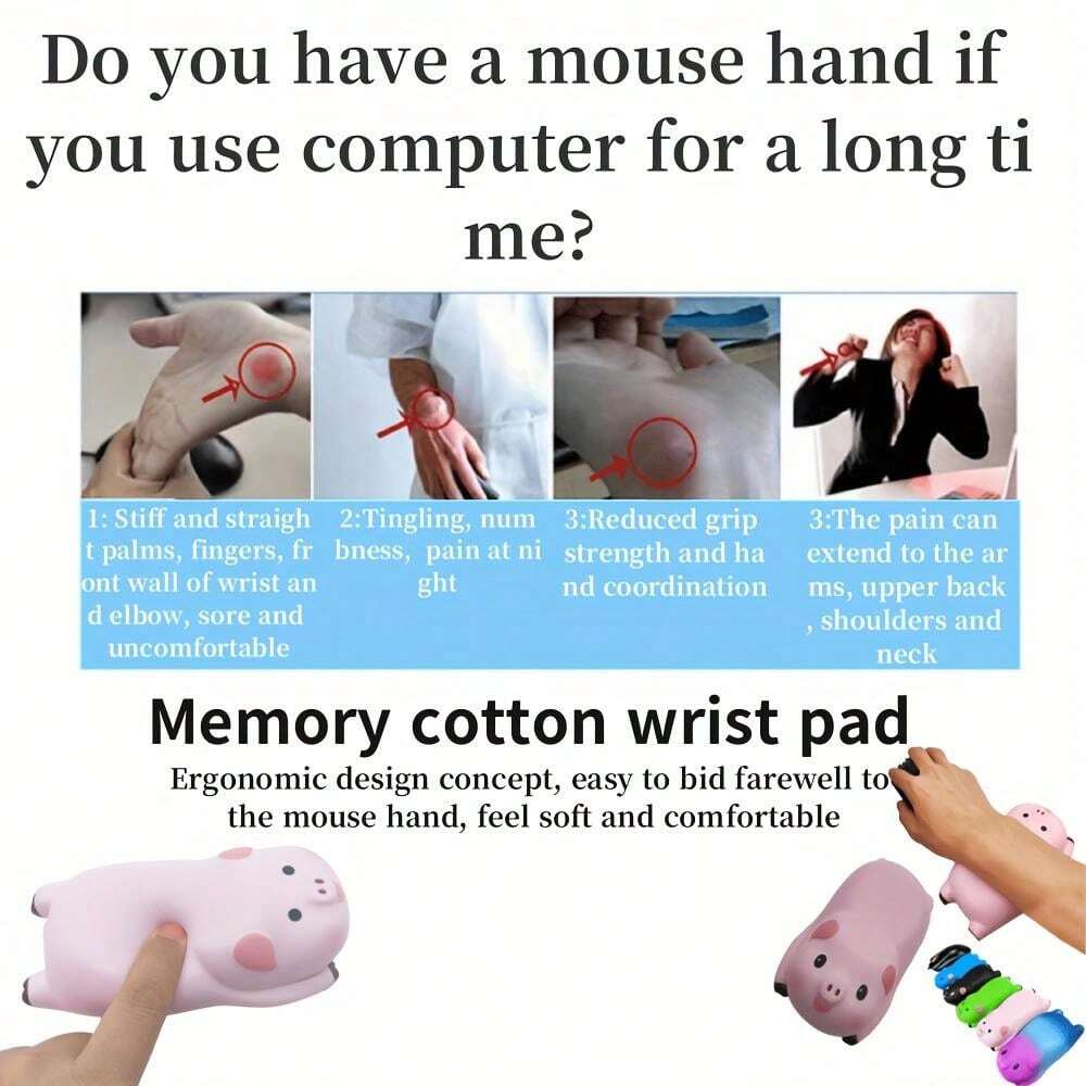 Slow Rebound Heart-Shaped Ergonomic Memory Foam Pig Wrist Rest Mouse ...