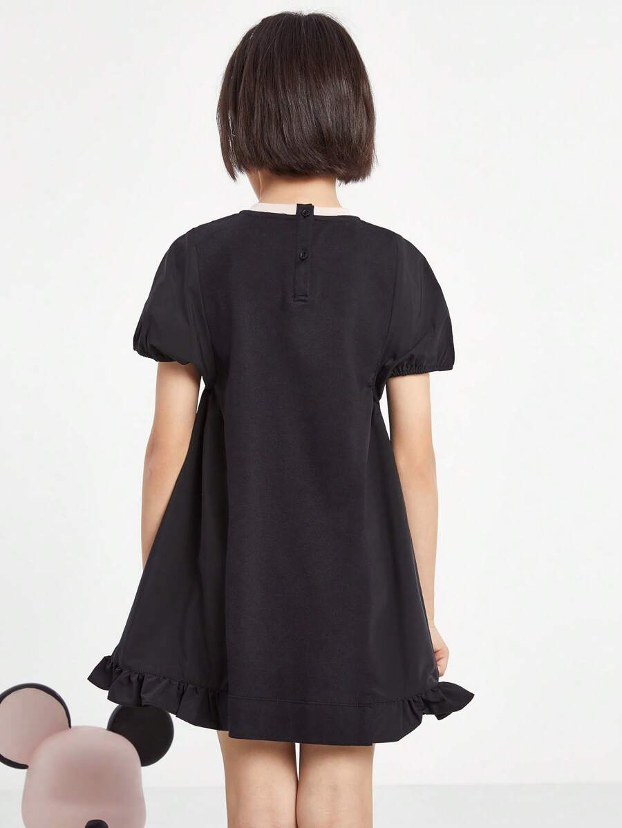 Annil Tween Girl Summer Ruffle Edge Contrast Colored Casual Western ...