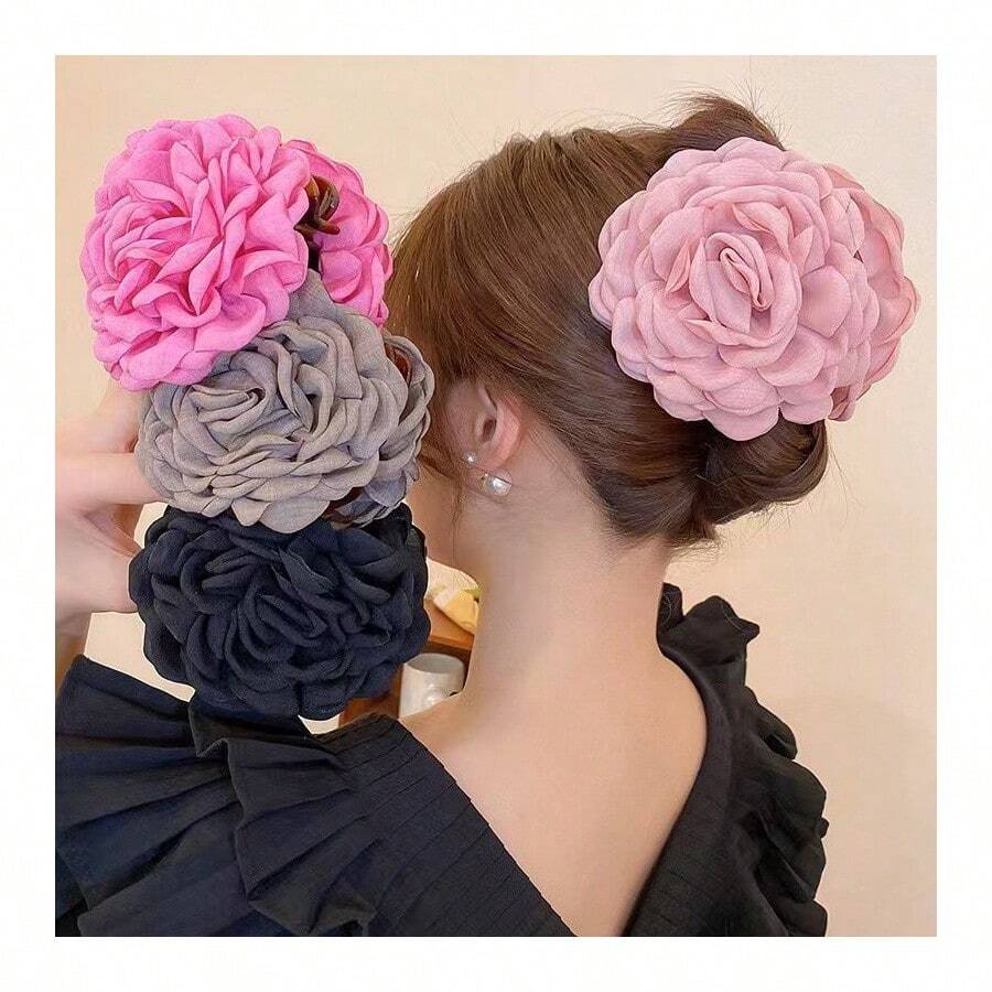 1pc Chic & Simple 9cm Flower Claw Clip Hair Clamp For Girls, Suitable ...