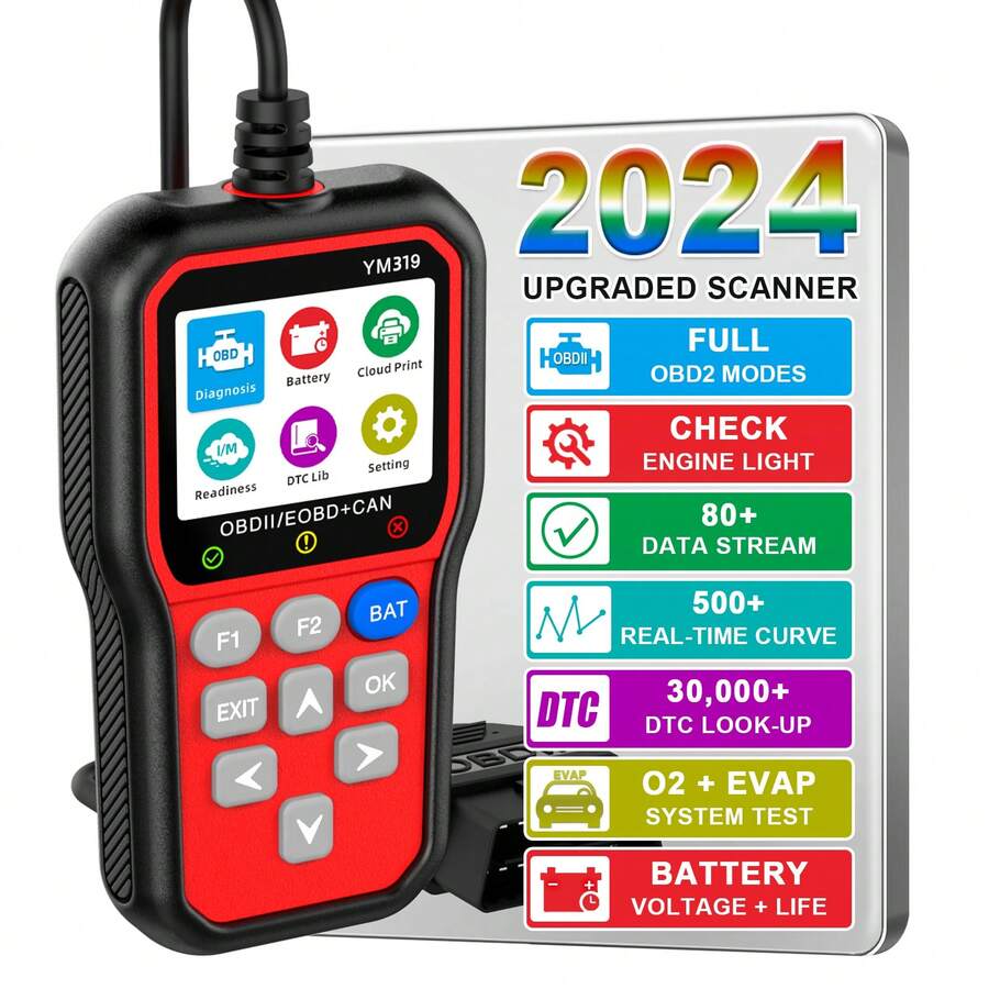 OBD2 Code Reader Tool, OBDII EOBD Car Code Scanner Check Engine Light ...