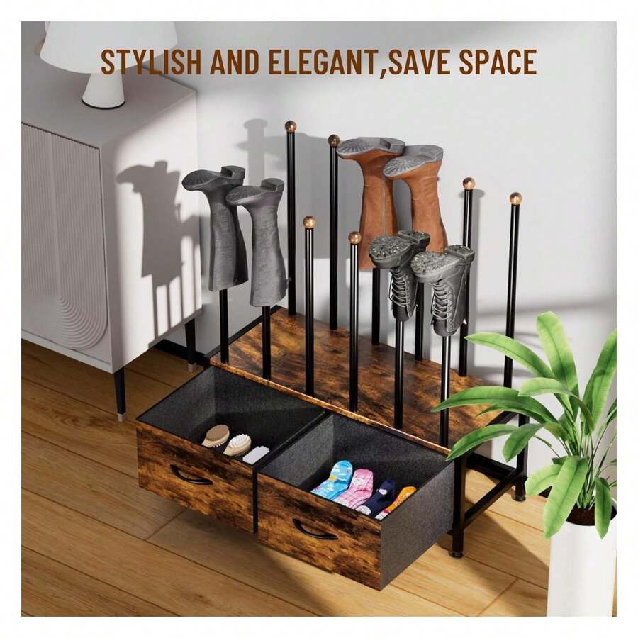Boot Rack, Boot Rack Organizer Tall Boots, Boot Organizer With 2 Cloth ...
