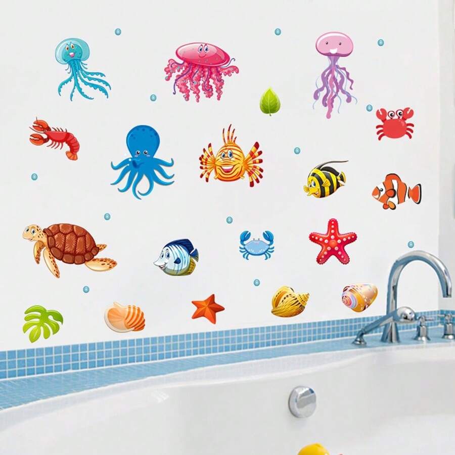Ocean Fish Wall Sticker, Ocean Life Wall Decal, Removable Marine ...