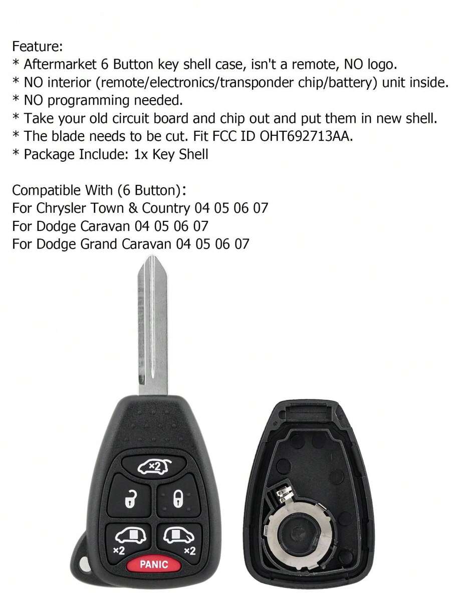 Remote Car Key Fob Shell Case Replacement Uncut Blade For Dodge Avenger ...