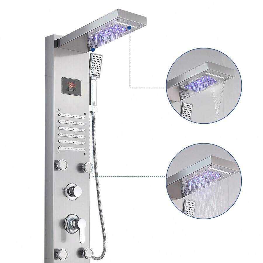 Shower Panel | Smart Digital LED Shower System With 6 Body Jets ...