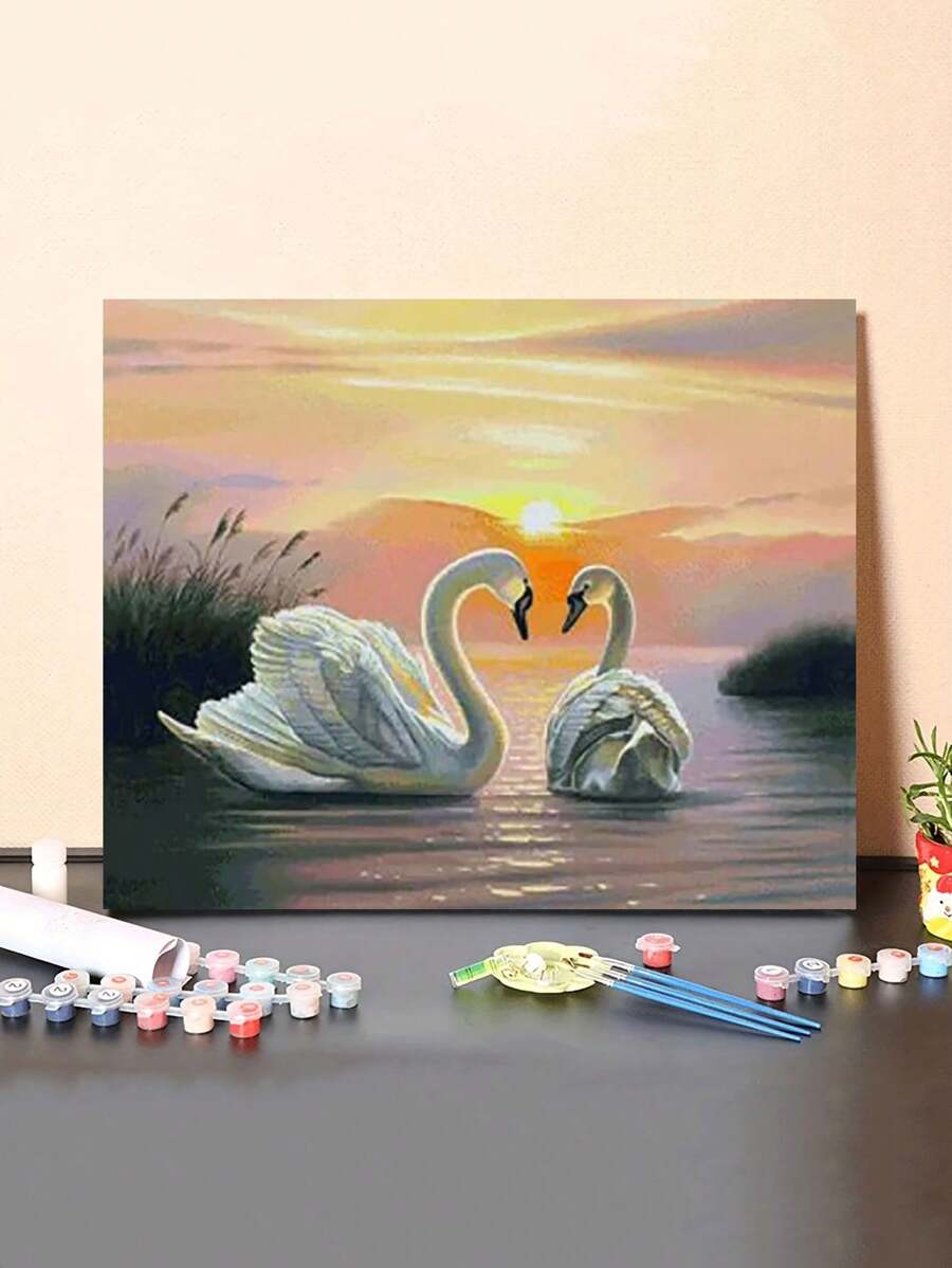 Beautiful Swan Personalized Diy Paint By Numbers Kit, Delicately ...