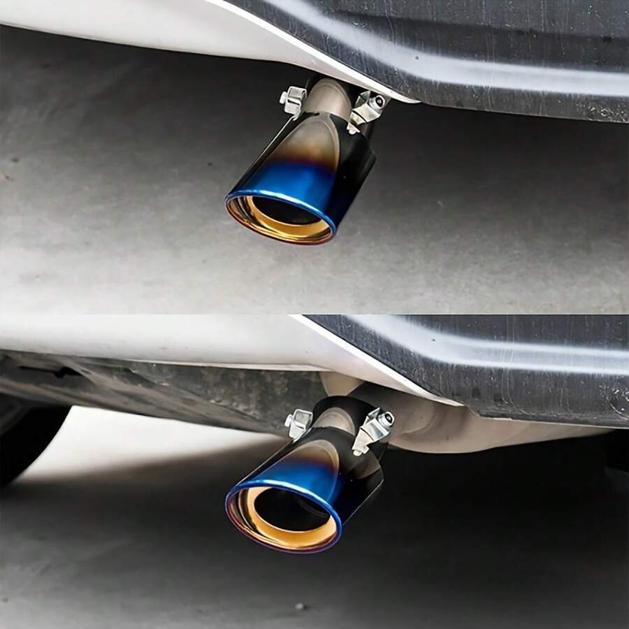 Burnt Blue Stainless Steel Exhaust Muffler Tip System With Exhaust Headers For Car Parts | SHEIN USA