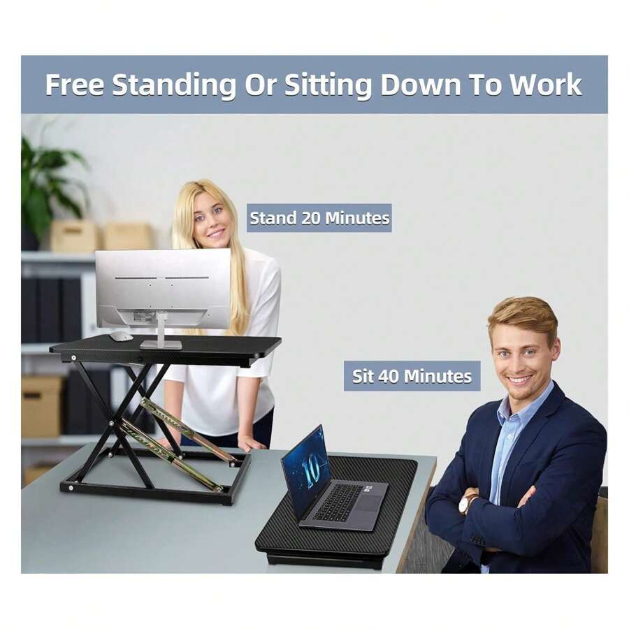 Standing Desk Converter, Height Adjustable Stand Up Desk Riser, Fully ...