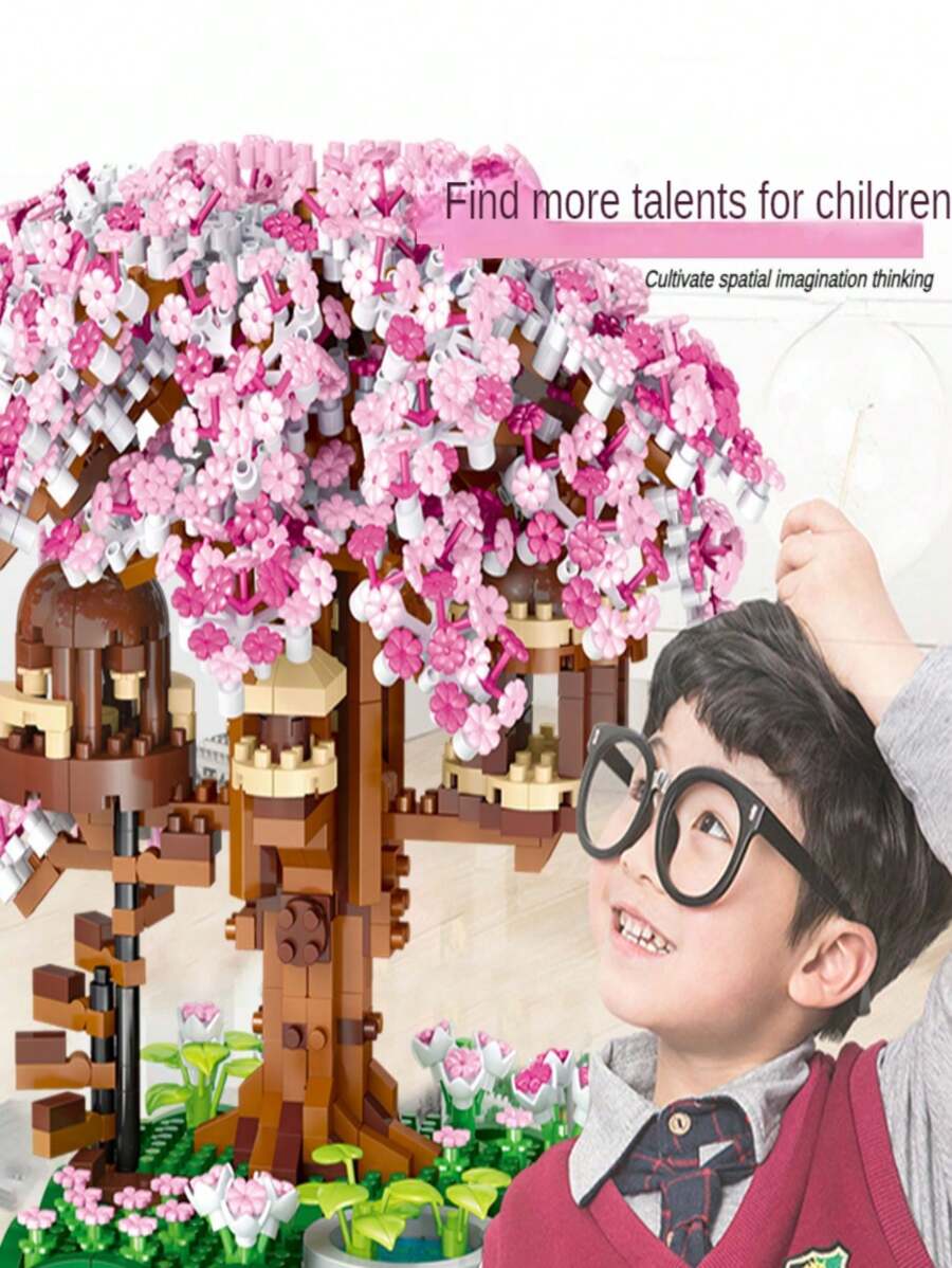 Puzzle Assembly Toy, Dreamy Pink Cherry Blossom Treehouse Small ...