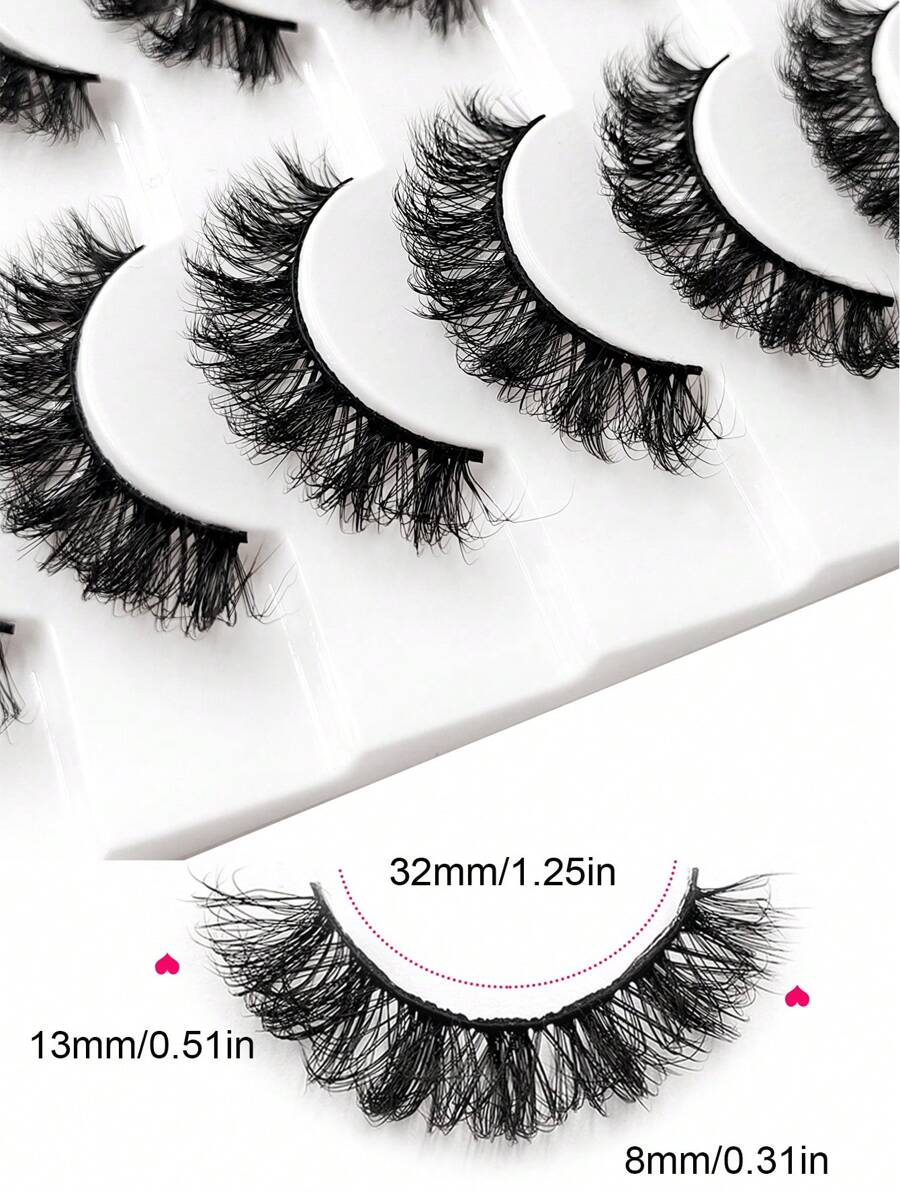 10 Pairs Fluffy 3D Faux Mink Lashes Natural Eyelash Extension Curl ...