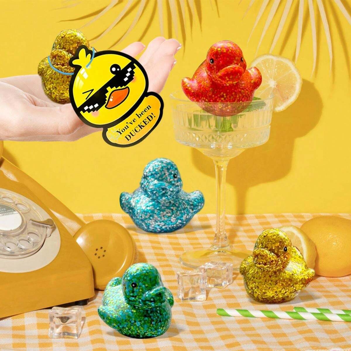 10 Pcs Mini Rubber Ducks, Colorful Rubber Ducks With 10 Yellow Cards ...