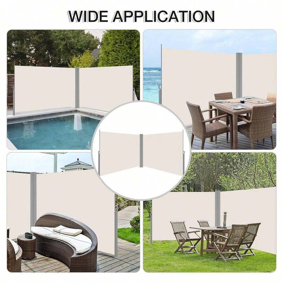 CHENGTUO 78.7" X 236" Retractable Double Folding Awning Screen Fence ...
