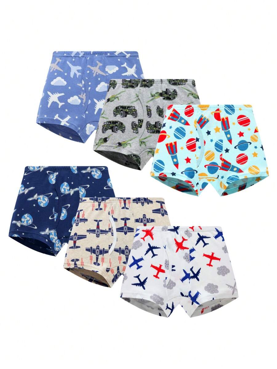 6pcs/Set Young Boys' Breathable Comfortable Fly Front Boxer Briefs With ...
