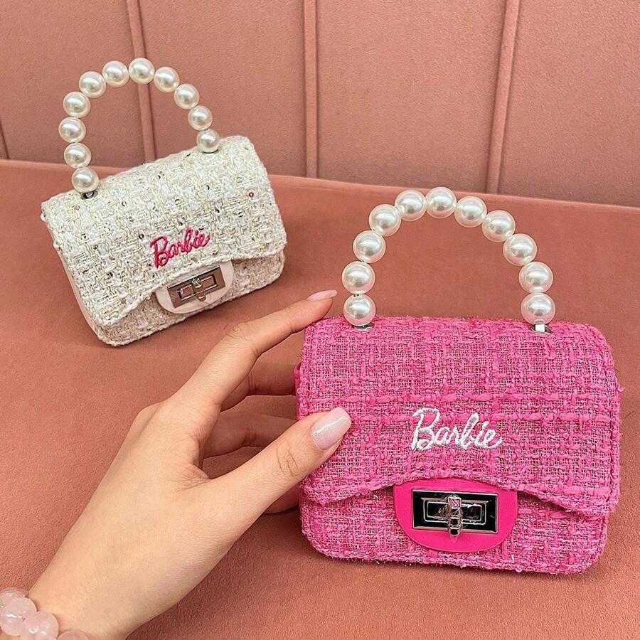 Miniso Barbie Series Handbag With Faux Pearl Handle And Metal Shoulder ...