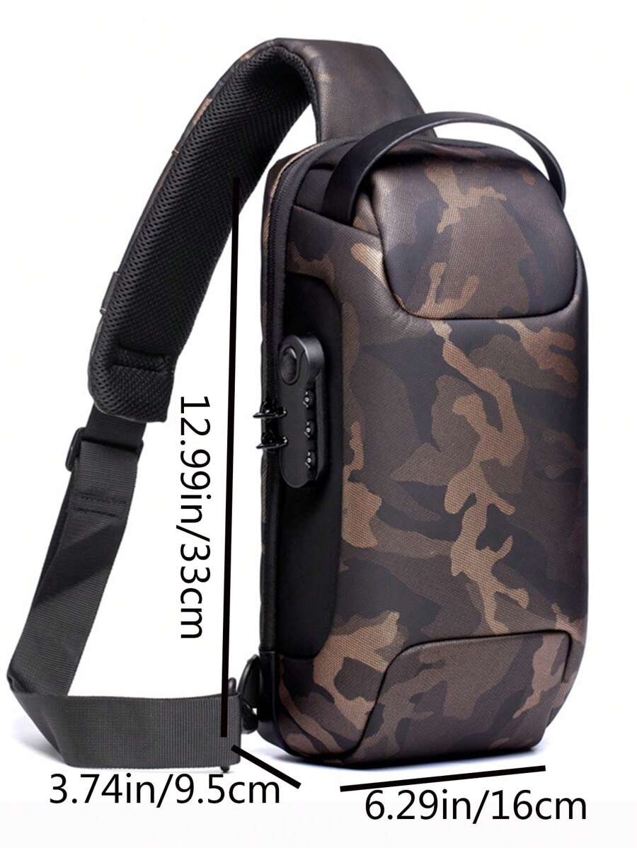 Men Cross Body Chest Bag Sling Backpack With USB Charge Port Anti-Theft ...