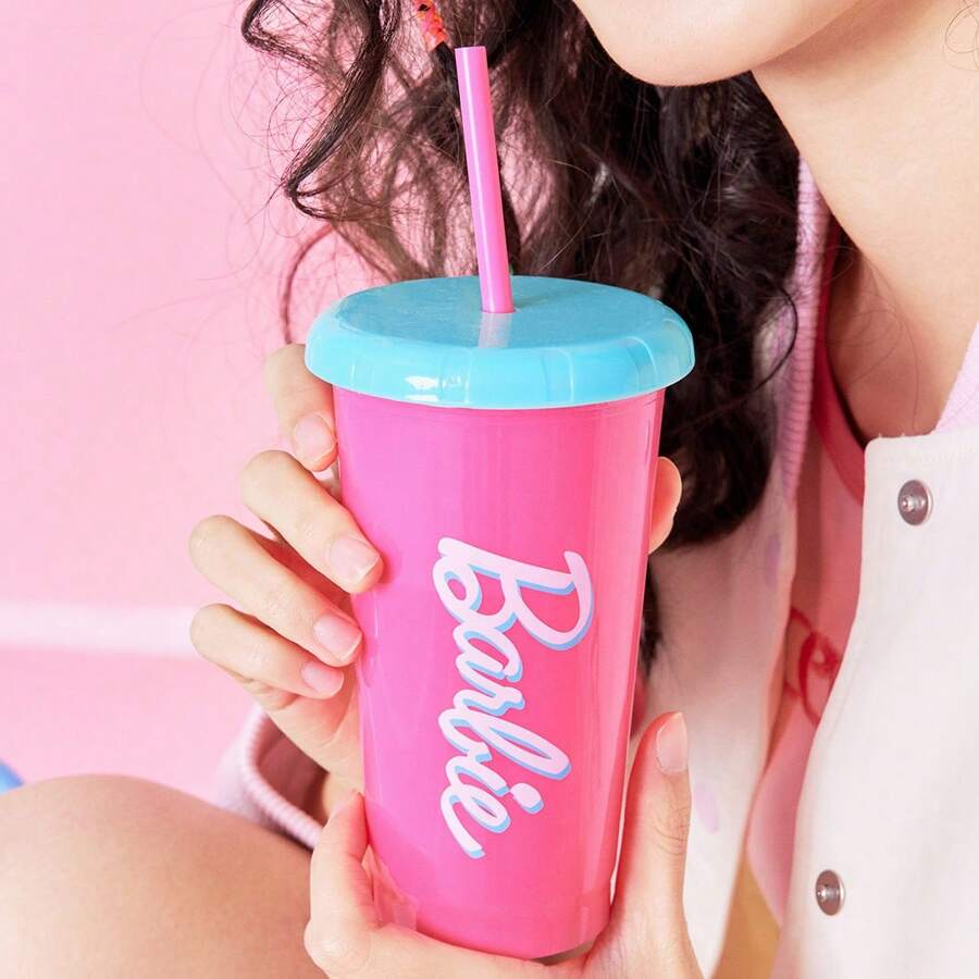 Miniso Miniso Barbie Pink Blue Red Plastic Tumbler 4pcs With Straw ...