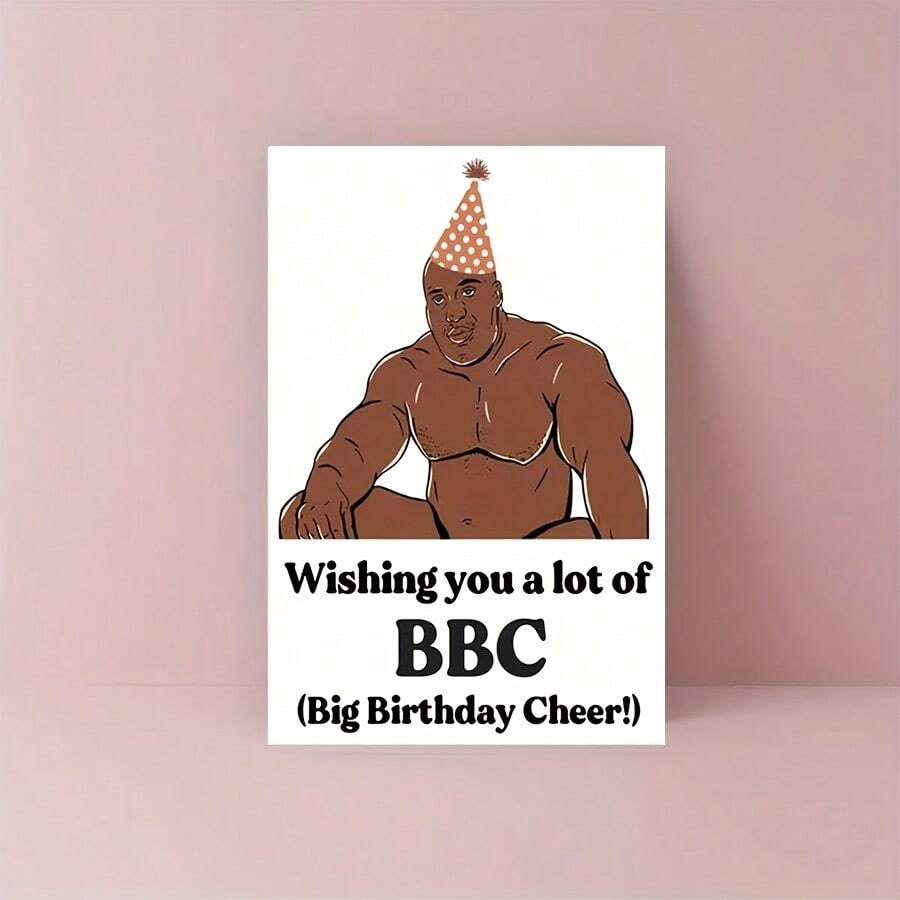 1pc Funny Birthday Card With Muscle Boy Birthday Card, Best Gift For ...
