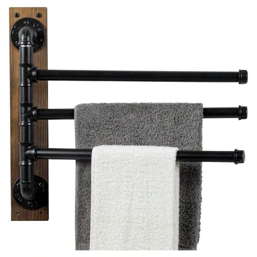 YONGSTYLE 3 Tier Wall Mounted Swivel Bathroom Towel Rack With 180 ...