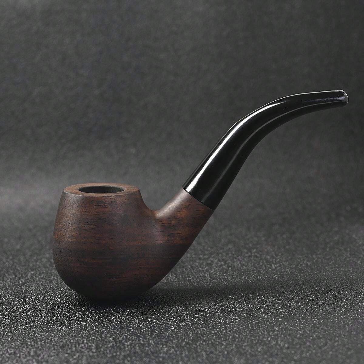 Premium 9MM Bore Natural Black Ebony Wood Pipe - Ideal Gift For Lovers ...