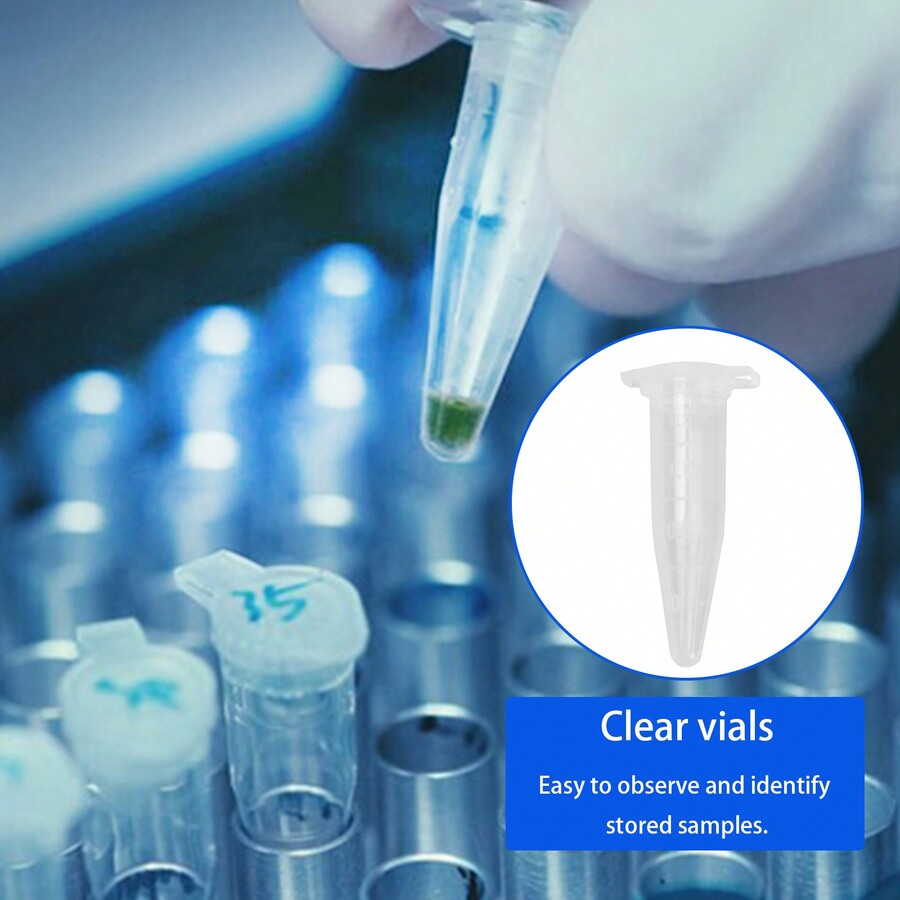 100 Pieces Centrifuge Tube, 1.5ML Micro Test Tubes Sample Vial Clear ...