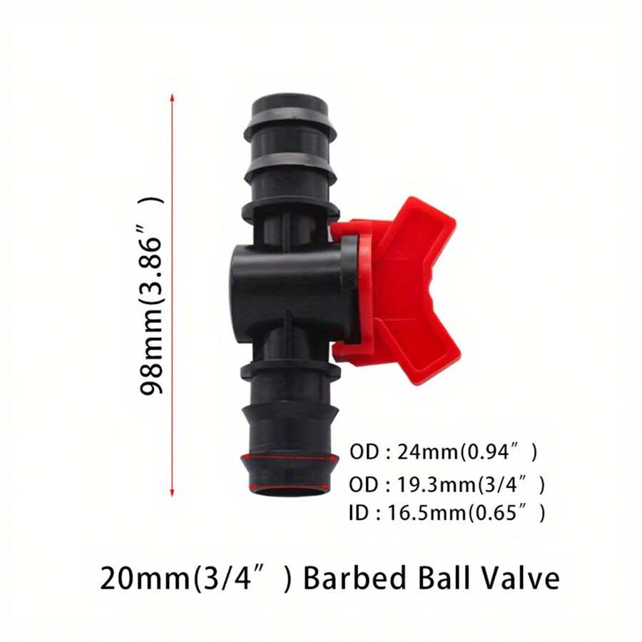 2pcs Barbed Ball Valve In-Line Ball Valve Shut-Off Switch With Hose ...