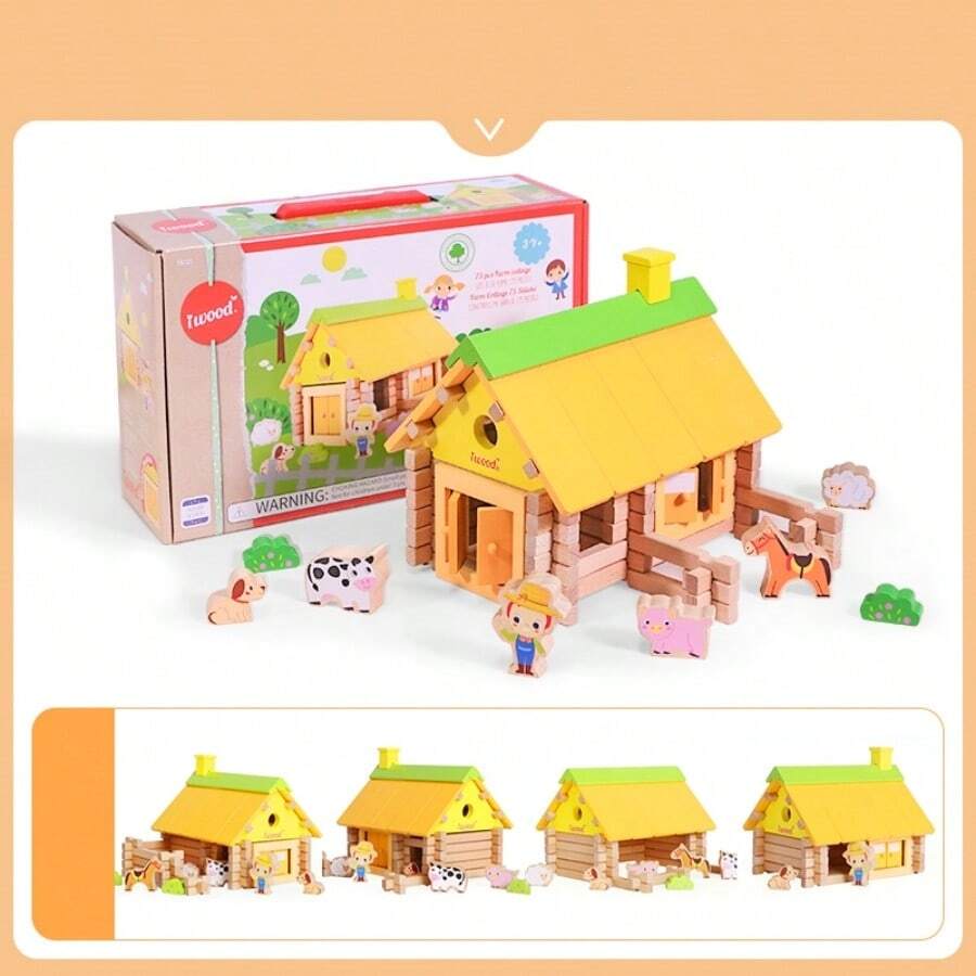 Diy Wooden House Building Blocks Set With Mortise And Tenon Joints ...