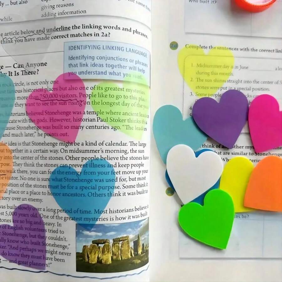 160PCS Heart Shape Sticky Notes Cute Sticky Notes Transparent And ...