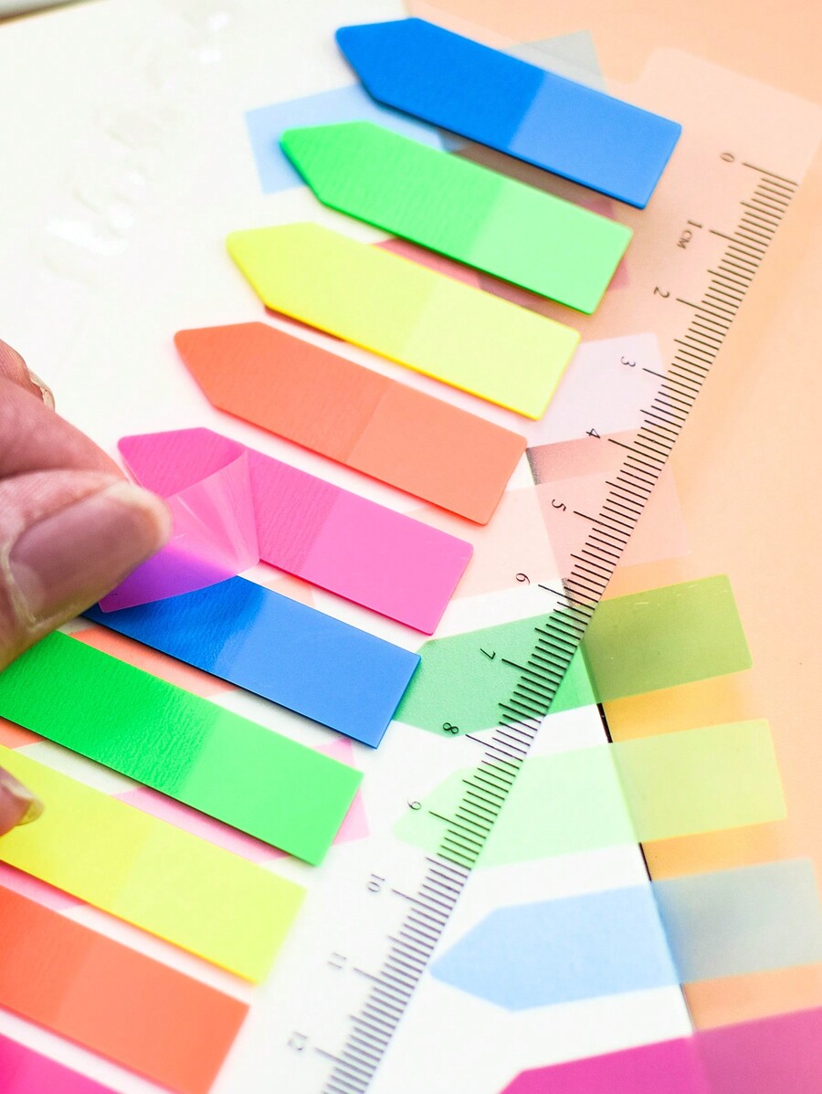 200 Sheets Rainbow-Colored Arrow Shaped Semi-Transparent Pet Sticky ...