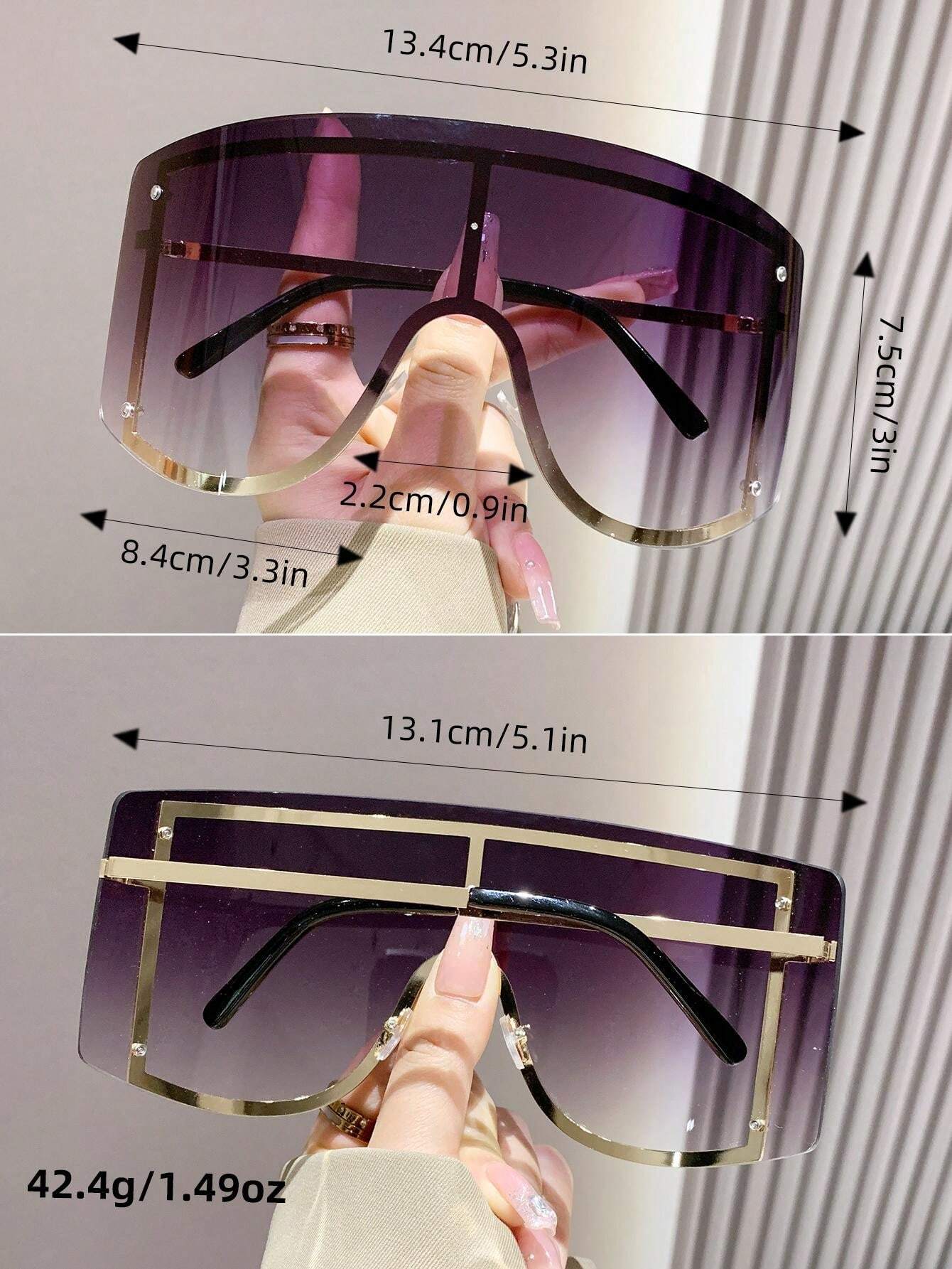 Oversized One-Piece Lens Rimless Sunglasses For Men & Women, Plastic Material, Fashionable For ...