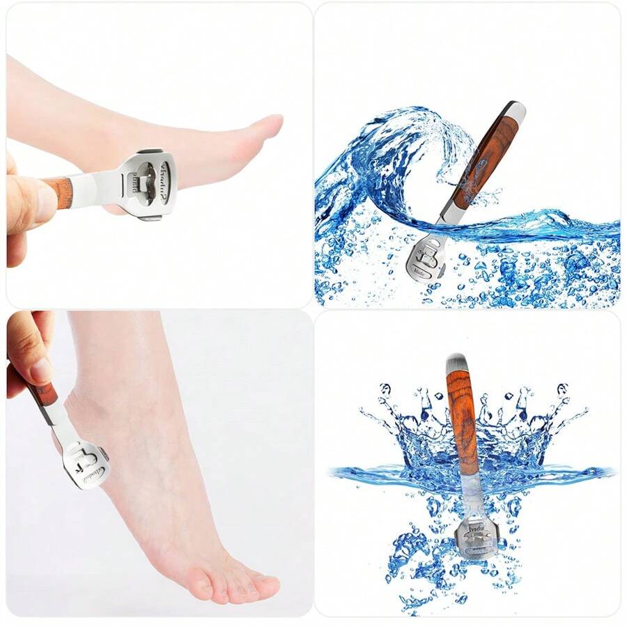 52Pcs Callus Shaver Set,1Stainless Steel Foot Razor Wooden Handle With ...