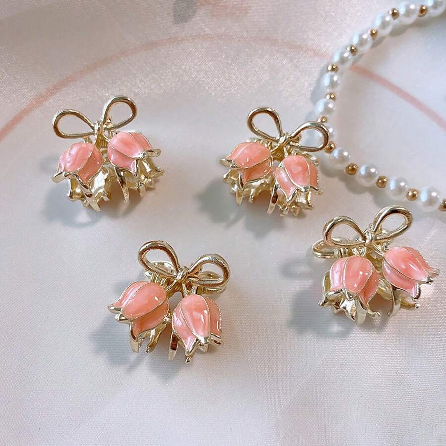 1pc Sweet Pink Lily Flower Hair Clip Suitable For Ladies To Wear In ...