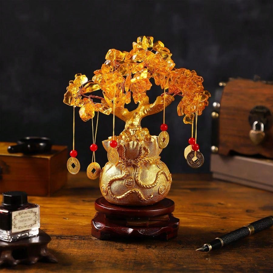 Golden Fortune Money Tree - Feng Shui Bonsai Decoration For Luck And ...