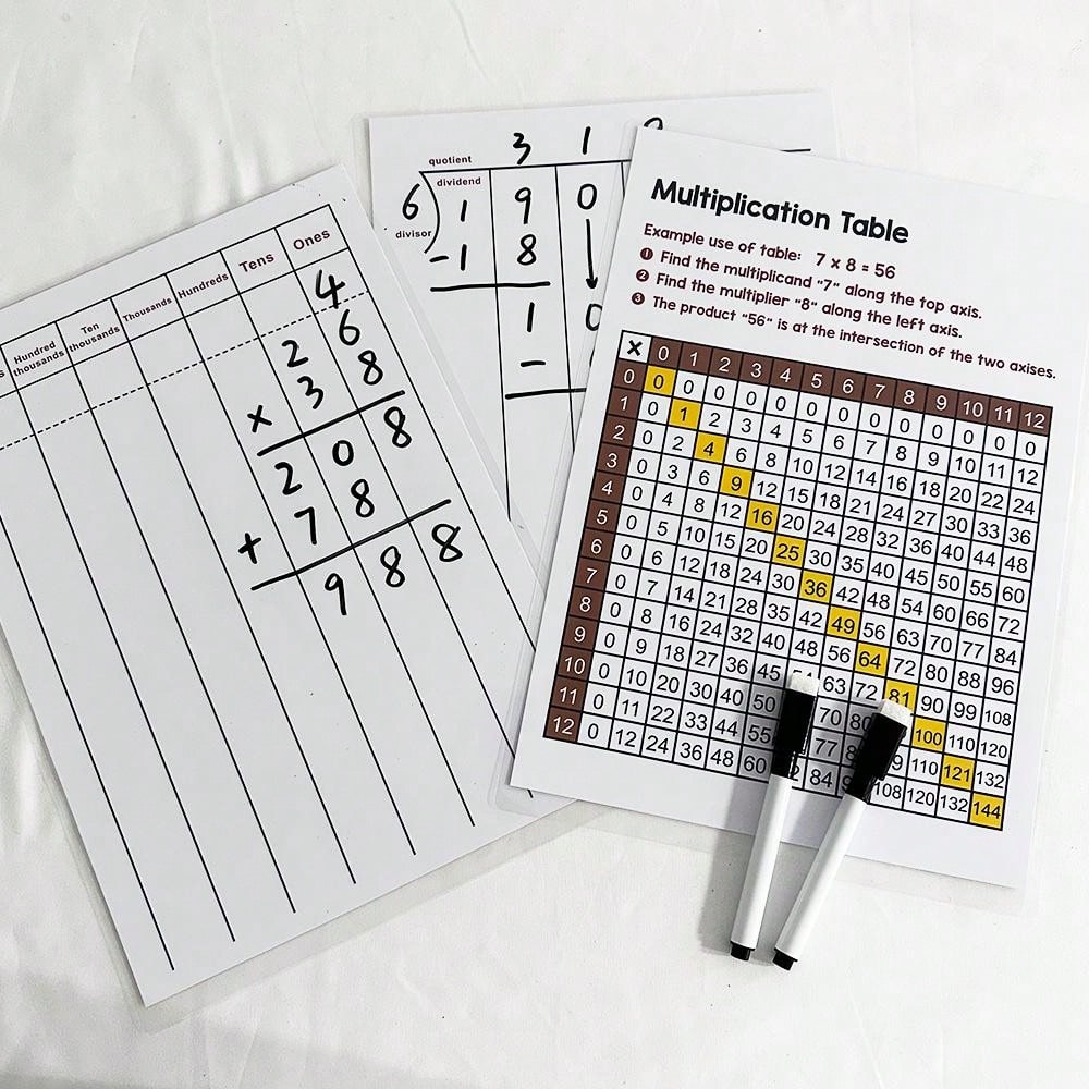 Dry Erase Multiplication Table Chart For Kids Toddelrs Oral ...