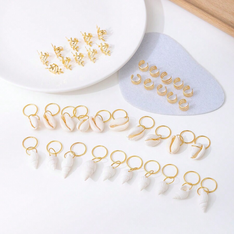 40 Pieces Golden Wavy Hair Tie Hollow Alloy Braid Punk Hair Tie Braid ...