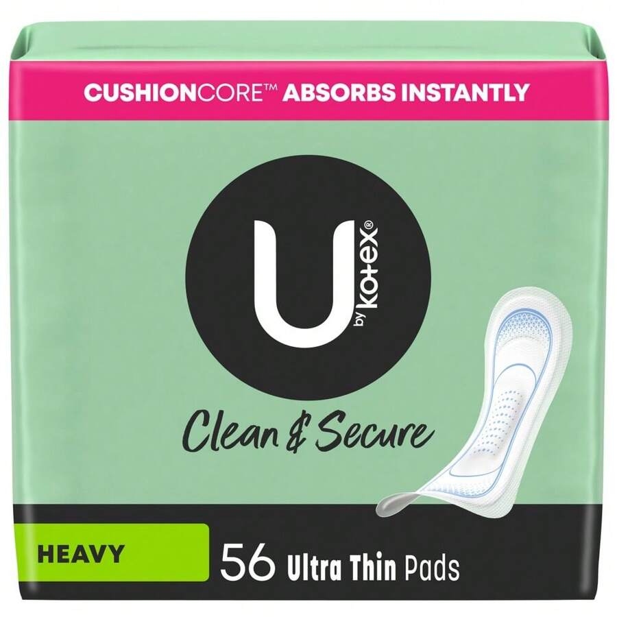 U By Kotex Security Ultra Thin Long Pads Unscented Heavy Flow 56 Count ...