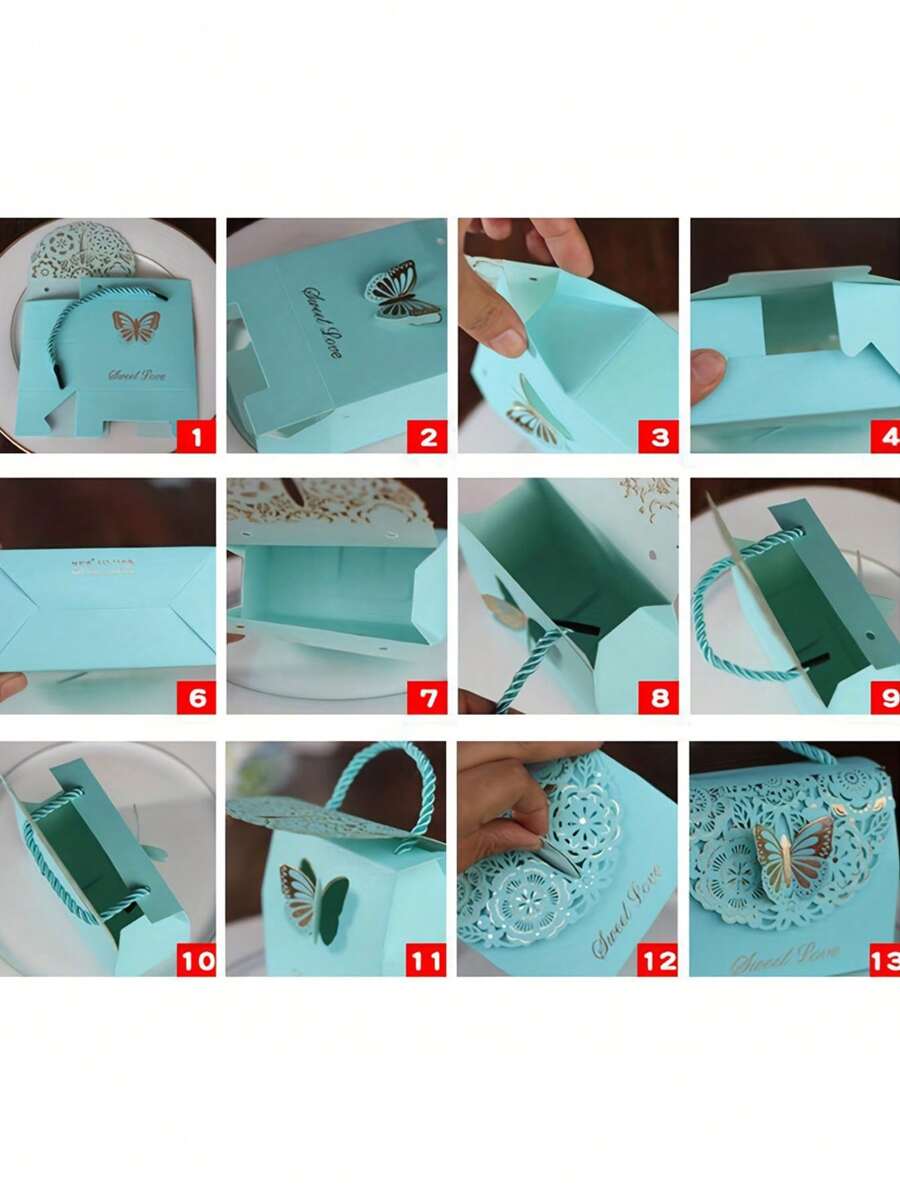 10pcs Hollow Butterfly Creative Gift Boxes Set, Portable Wedding Party ...