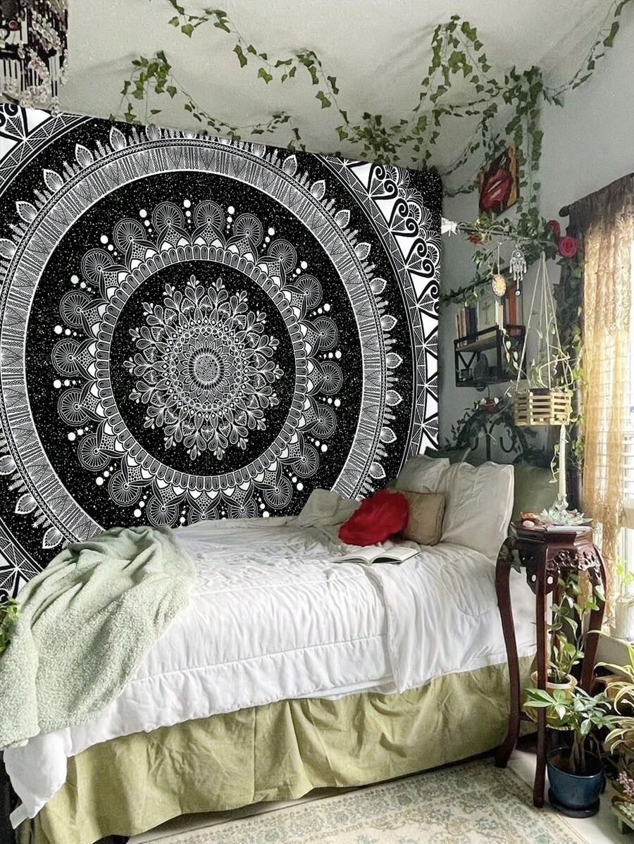 1pc Bohemian Mandala Polyester Fiber Square Tapestry, Modern Style Wall ...