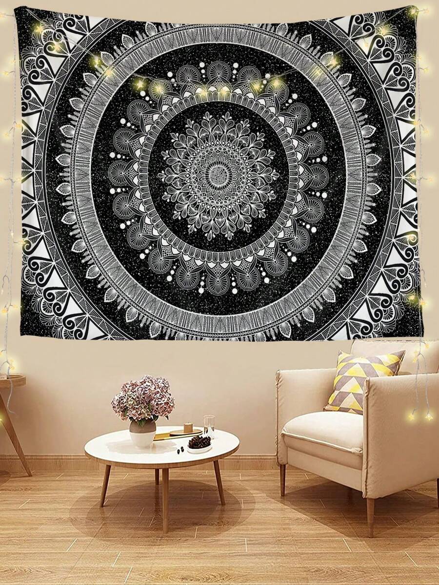 1pc Bohemian Mandala Polyester Fiber Square Tapestry, Modern Style Wall ...