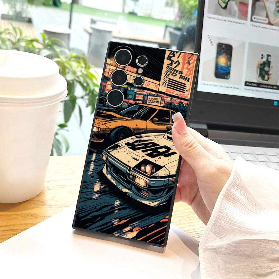 1pc Cool Car Illustration Painted Phone Case: Shockproof, Anti-Drop ... 1pc Cool Car Illustration Painted Phone Case: Shockproof, Anti-Drop ...