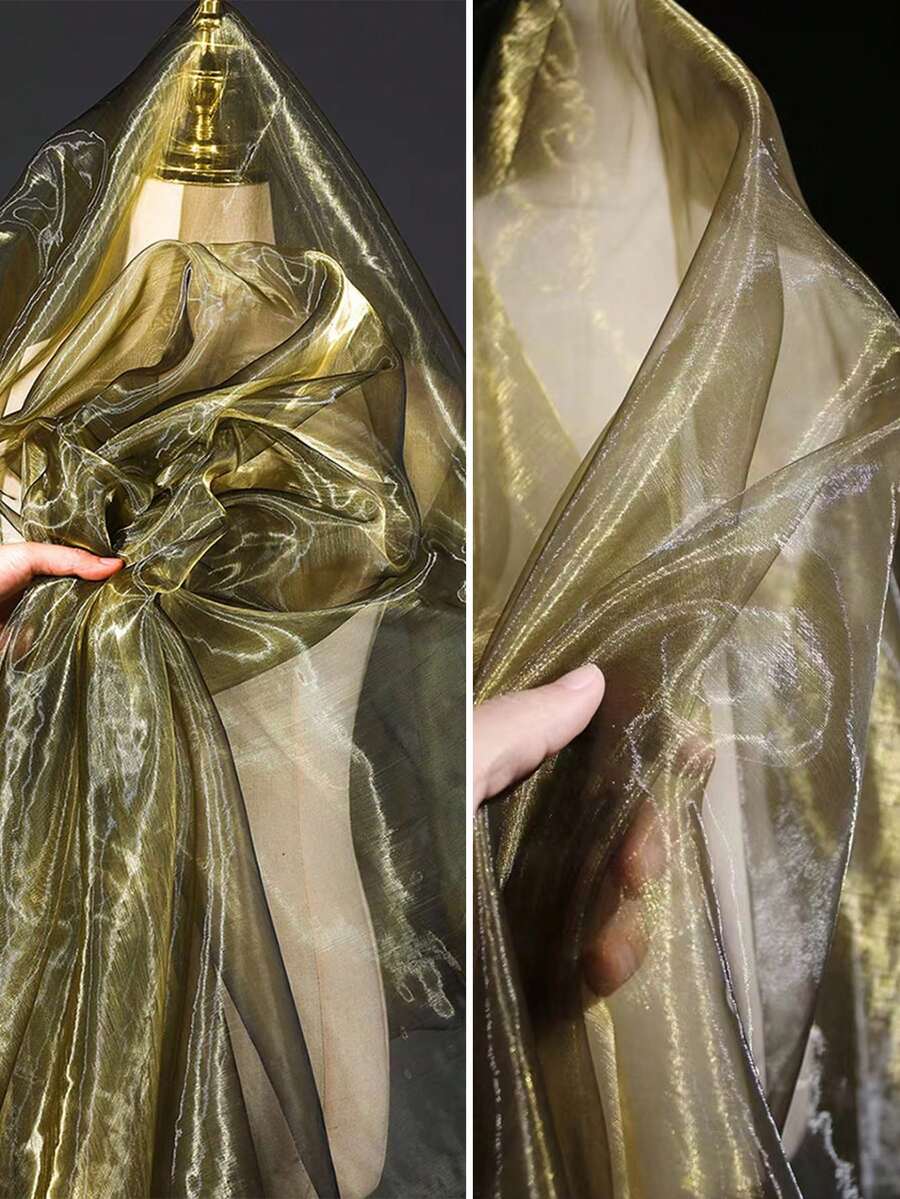 Gradient Two-Color Mesh Fabric, Laser Texture See-Through Fabric Long ...