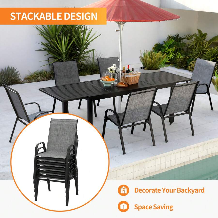 Pizzello Patio Dining Chairs Set Of 2/4/6, Outdoor Stackable Dining ...
